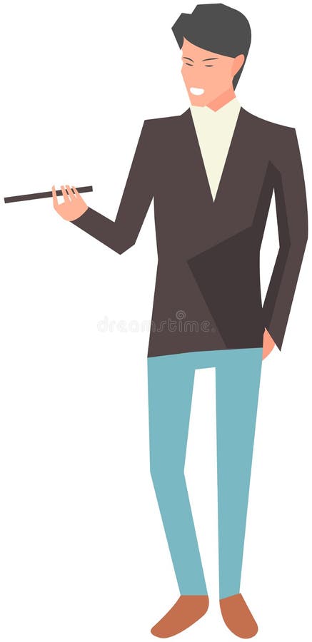 Male with Pointer Presenting Report, Isolated Man Stock Vector ...