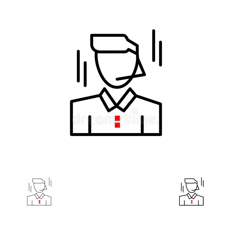 Businessman, Manager, Worker, Man Bold and Thin Black Line Icon Set ...