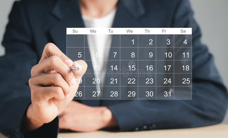 Calendar on the Virtual Screen Interface. Highlight Appointment ...