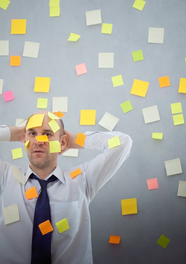 Overwhelmed Businessman Sticky Notes Head Stock Photos - Free & Royalty ...