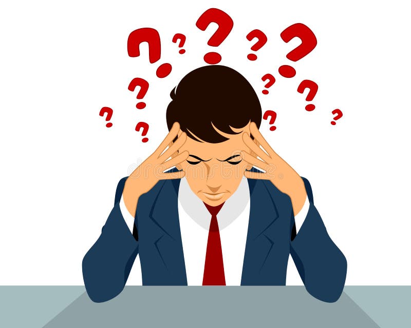 Businessman with Many Questions Stock Vector - Illustration of sign ...