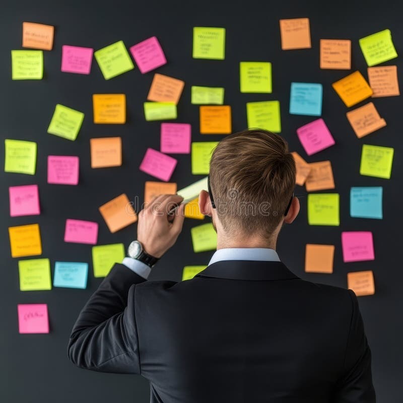 Businessman with a Marker on Forehead in a Creative Feedback Session ...