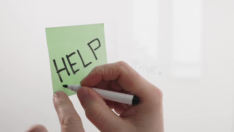 Businessman Marking Help Sign on Glass Stock Footage - Video of ...