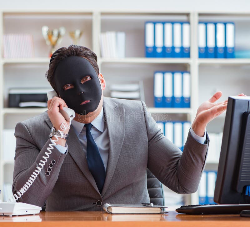 Businessman with Mask in Office Hypocrisy Concept Stock Image - Image ...