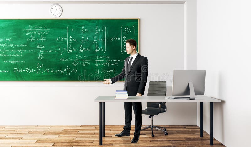 Businessman with Mathematical Formulas Stock Image - Image of floor ...