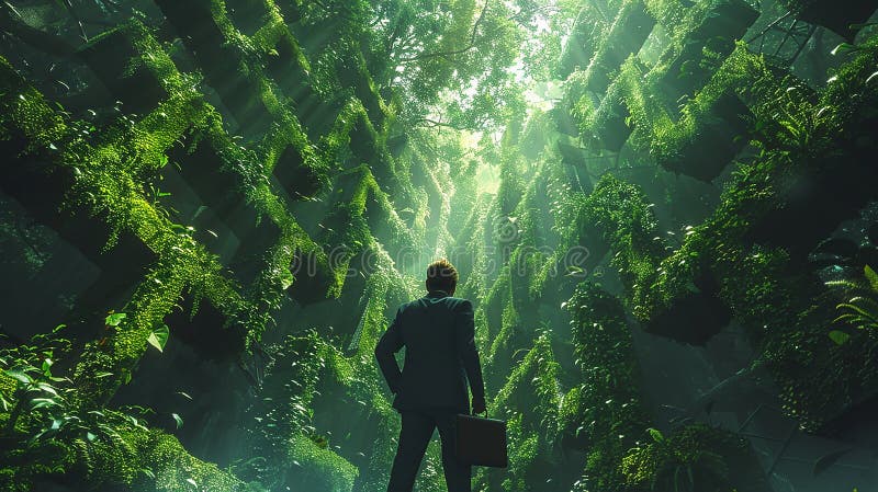 Businessman in a Maze Seeking a Solution. AI Generated. Stock ...