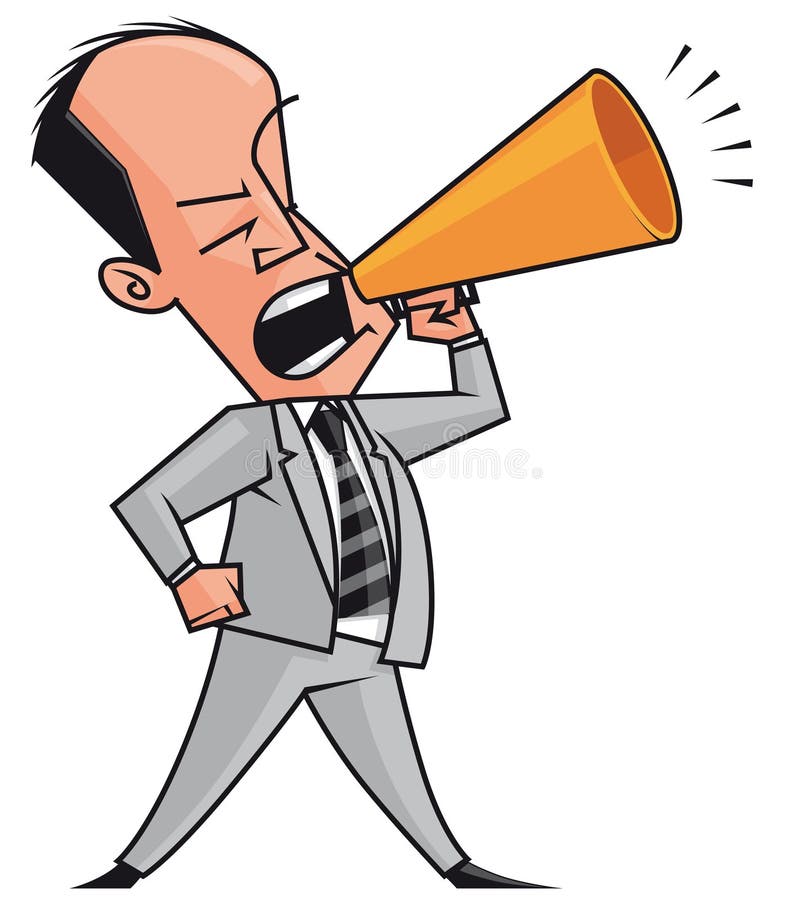 Angry megaphone man stock vector. Illustration of media - 32010218
