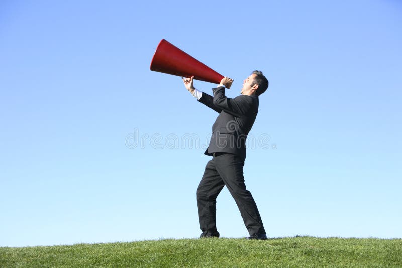 Businessman yelling stock photo. Image of megaphone, caucasian - 3251286