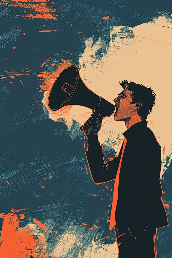 Businessman with a Megaphone, Poster. Generative AI Stock Illustration ...