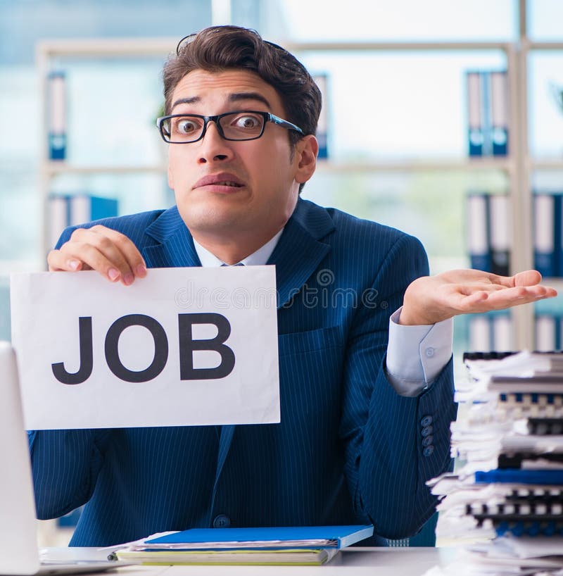 Businessman with Message in the Office at Desk Stock Image - Image of ...
