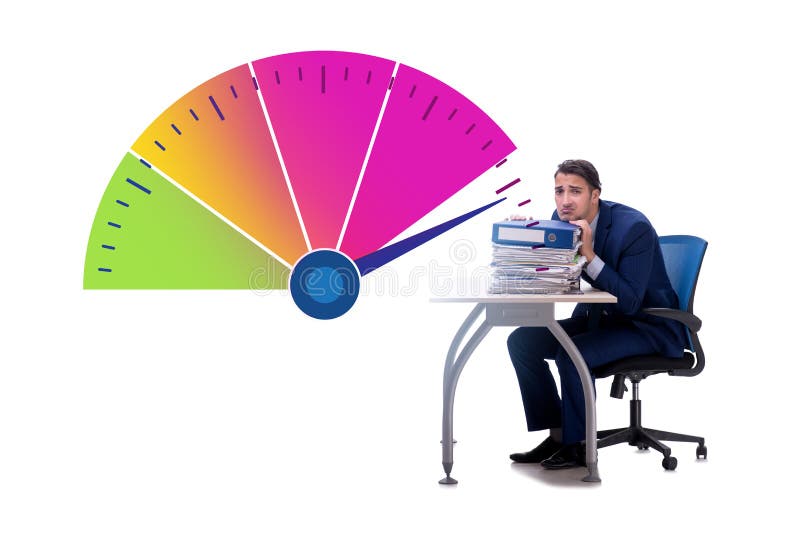 Businessman with Meter Measuring His Stress Level Stock Image - Image ...