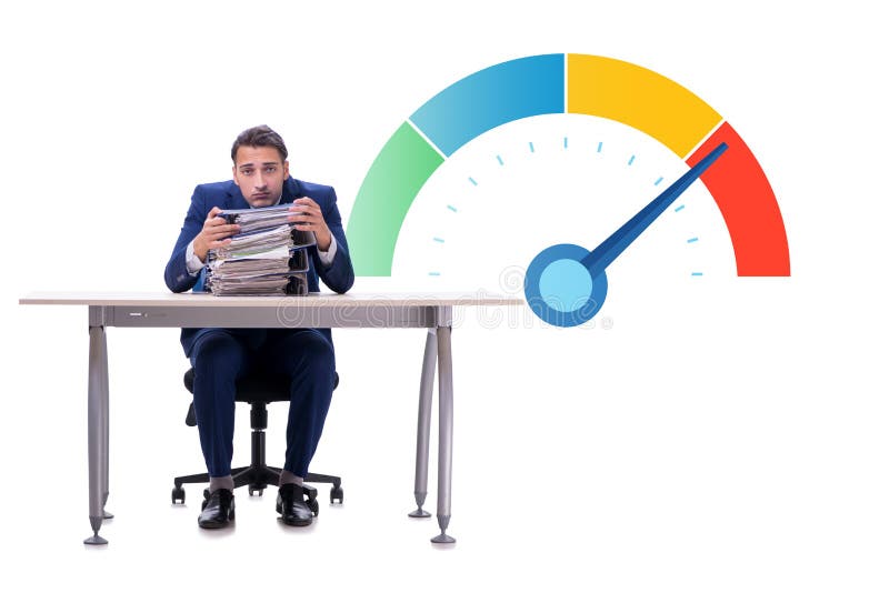 Businessman with Meter Measuring His Stress Level Stock Photo - Image ...