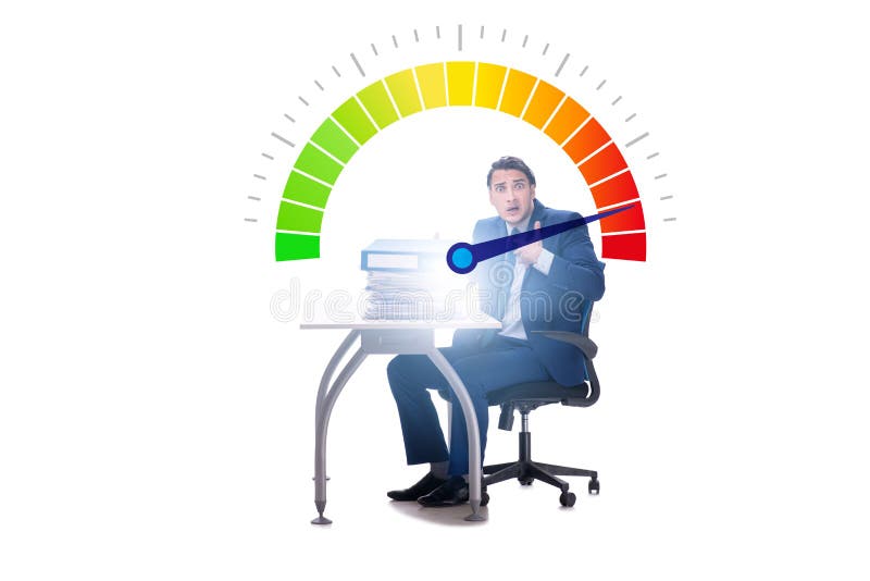 Businessman with Meter Measuring His Stress Level Stock Illustration ...