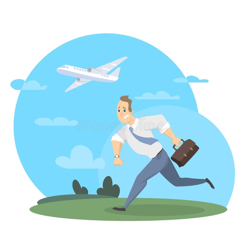 Missed plane passenger stock illustration. Illustration of humor - 18131207