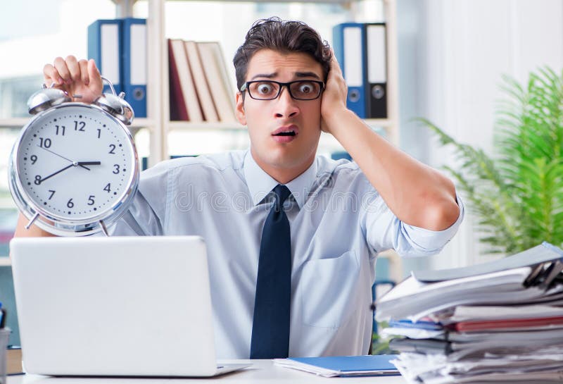 Businessman Missing Deadline for Deliverables in Office Stock Photo ...