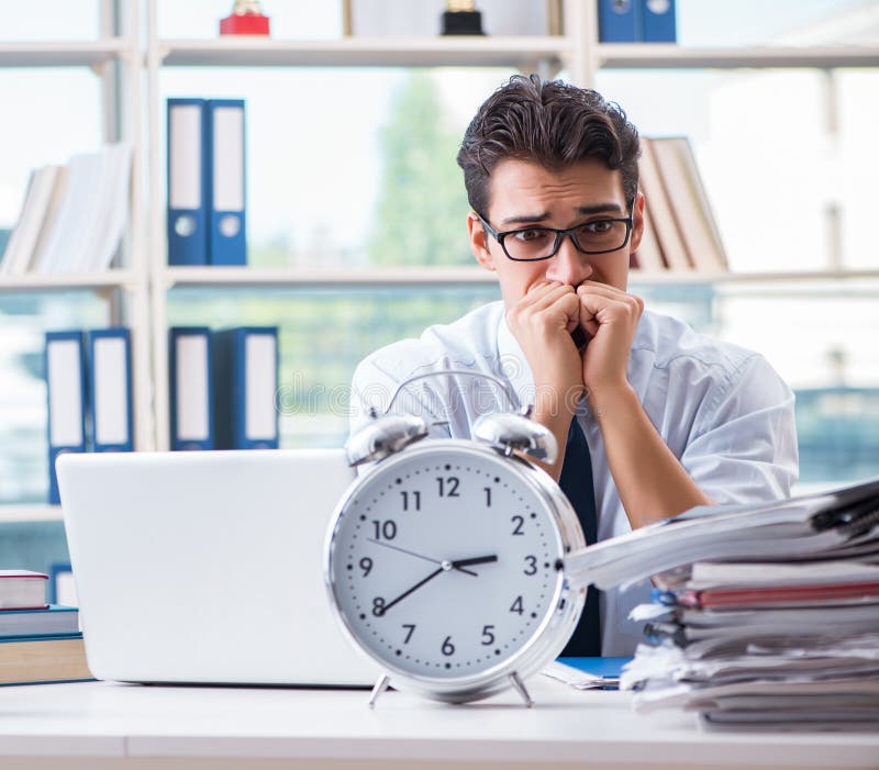 Businessman Missing Deadline for Deliverables in Office Stock Photo ...