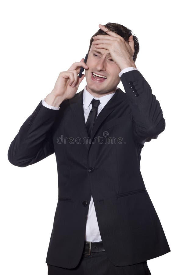 Businessman with a Mobile Phone and Headache Stock Image - Image of ...
