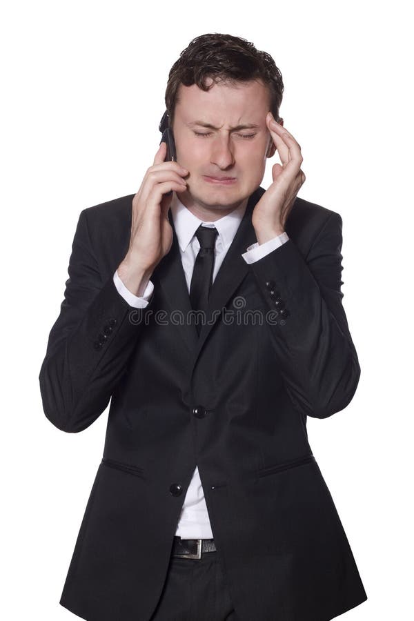 Businessman with a Mobile Phone and Headache Stock Photo - Image of ...