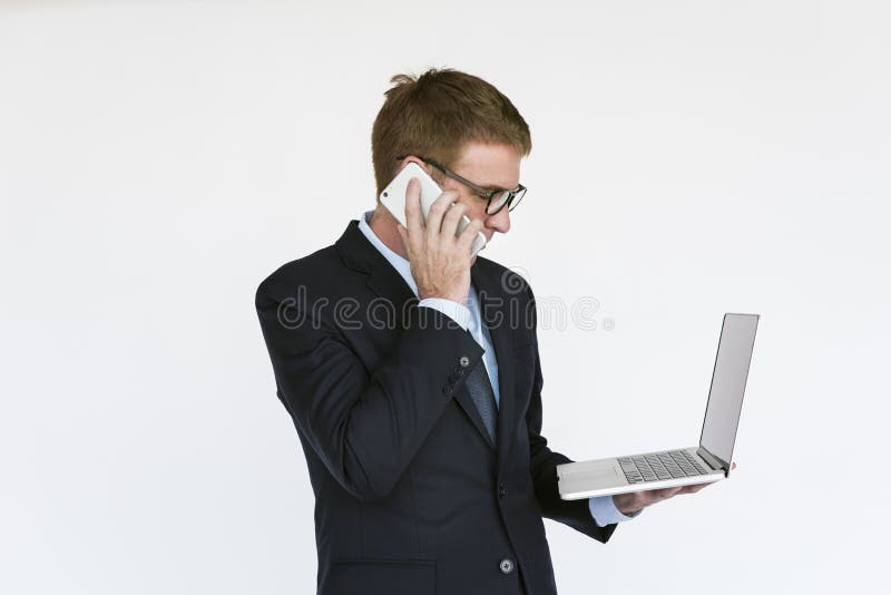 Businessman Mobile Phone Talking Communication Portrait Concept Stock ...