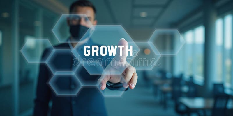 Businessman Pressing Growth Button Stock Illustration - Illustration of ...