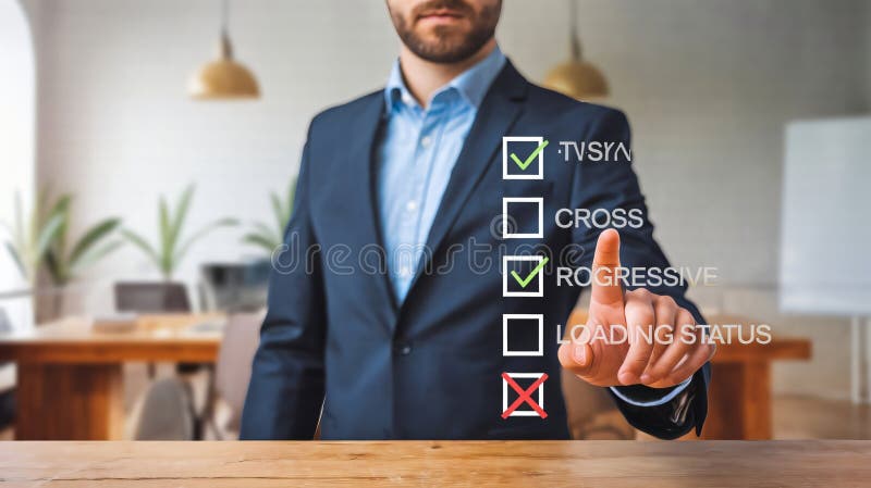 Businessman Selecting Options on Digital Checklist Modern Office ...