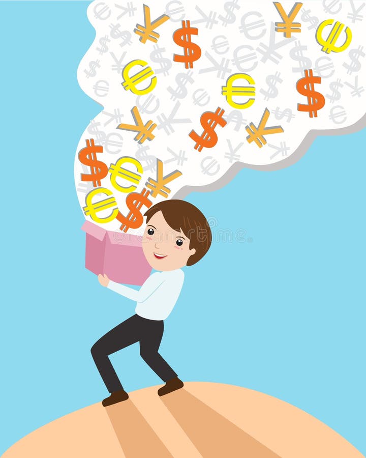 Businessman and money box stock vector. Illustration of people - 58499991