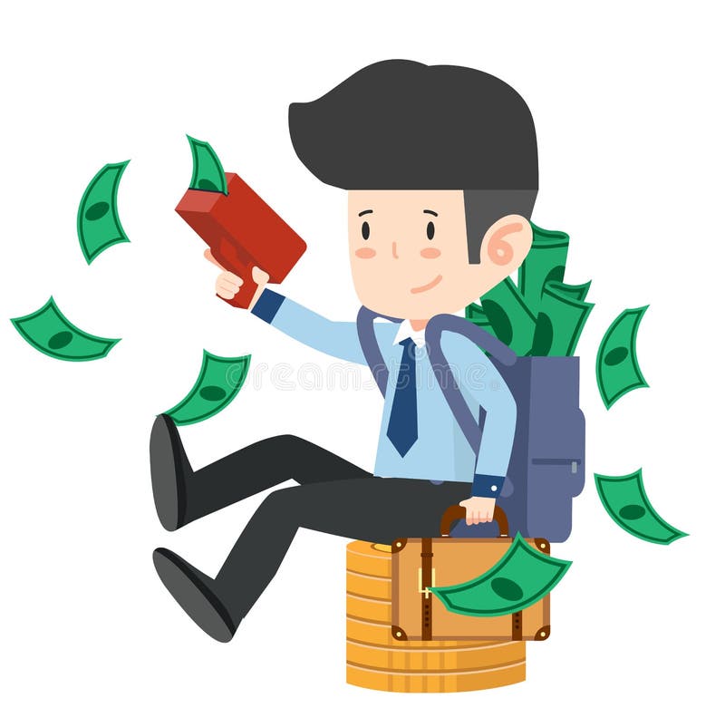 Businessman with Money Gun Cartoon Concept Stock Vector - Illustration ...