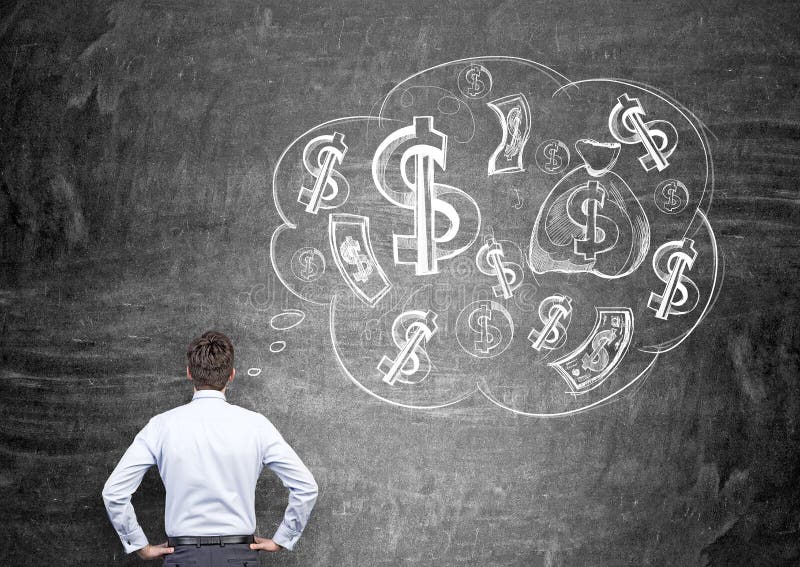 Businessman with Money on Mind Stock Photo - Image of drawing ...