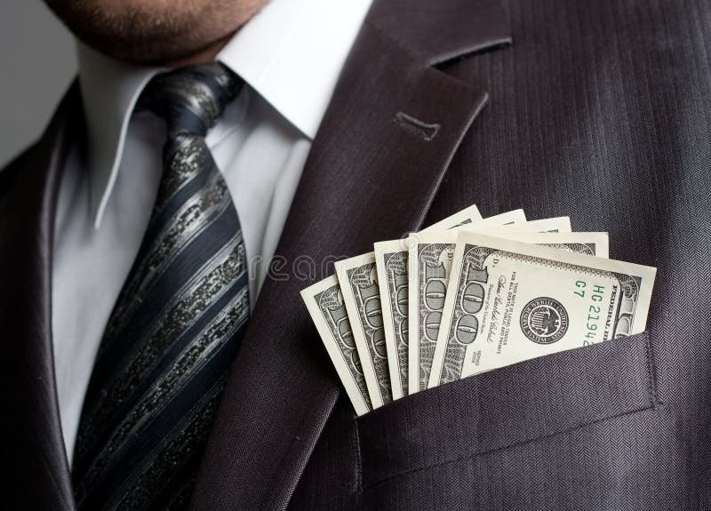 Businessman with Money in Suit Pocket Stock Image - Image of business ...