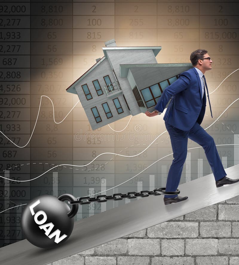 Businessman in Mortgage Debt Financing Concept Stock Photo - Image of ...