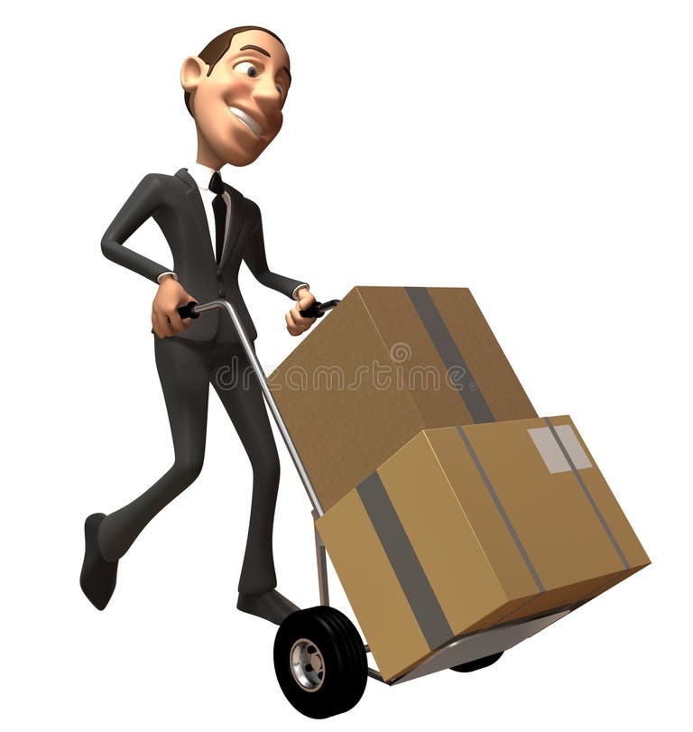 Box Man Moving Boxes Trolley Stock Illustrations – 126 Box Man Moving ...