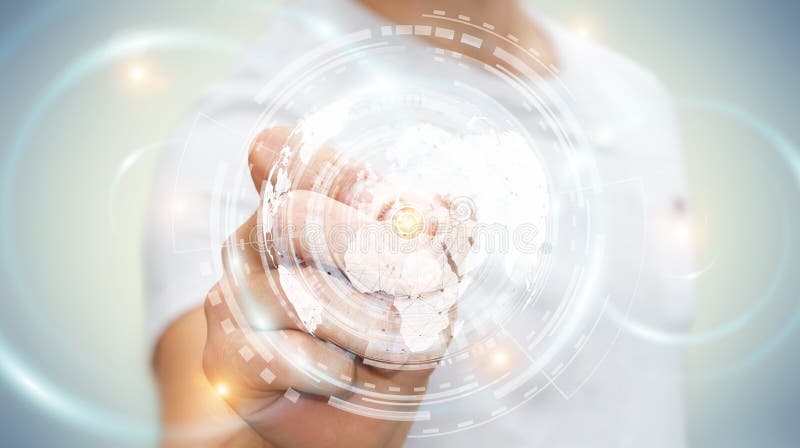Businessman Moving Digital Datas with a Tactile Pen 3D Rendering Stock ...