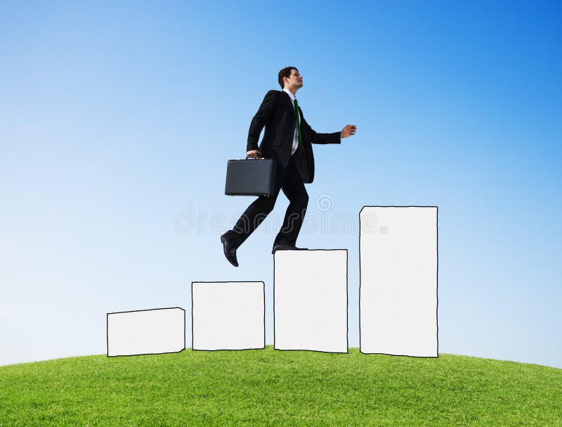 Businessman Moving Up Development Success Goal Victory Concept Stock ...