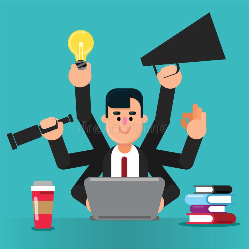 Multitasking business man stock vector. Illustration of adult - 130367335