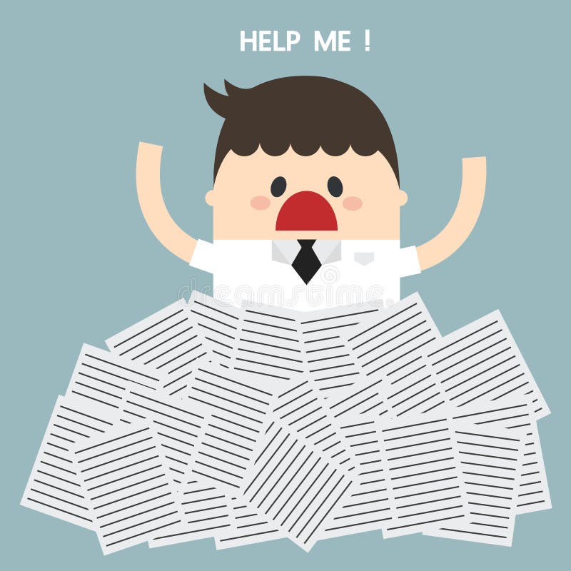 Businessman Need Help Under a Lot of White Paper Stock Vector ...