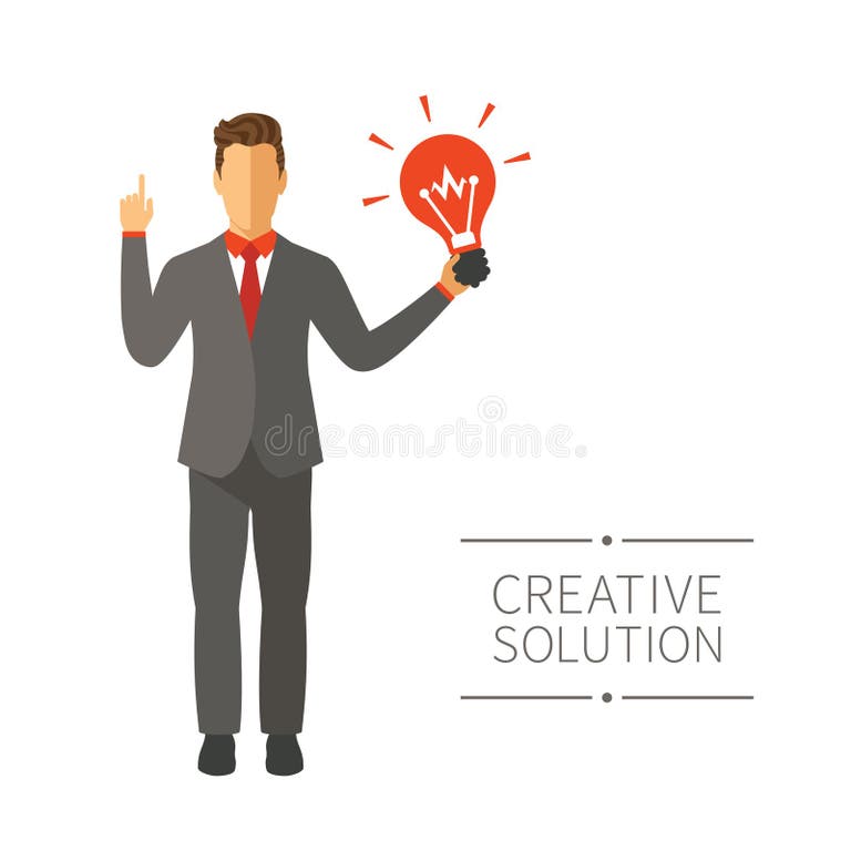 Businessman with New Idea Vector Concept in Modern Flat Style Stock ...