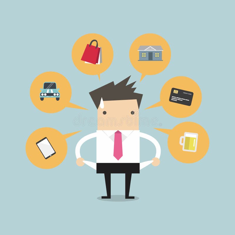 Businessman with No Money for Spending Stock Vector - Illustration of ...