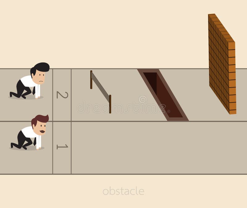 Businessman with Obstacle on the Track Stock Vector - Illustration of ...