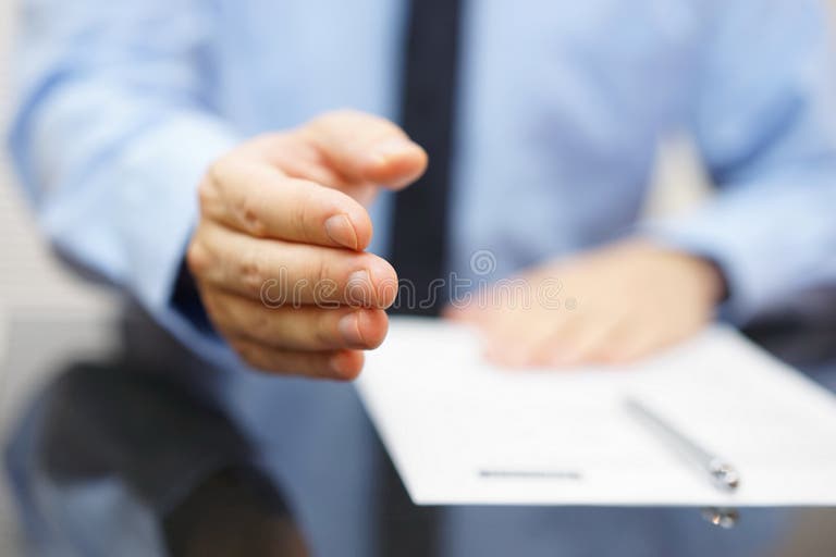 Businessman Offering a Handshake and Contract Stock Image - Image of ...