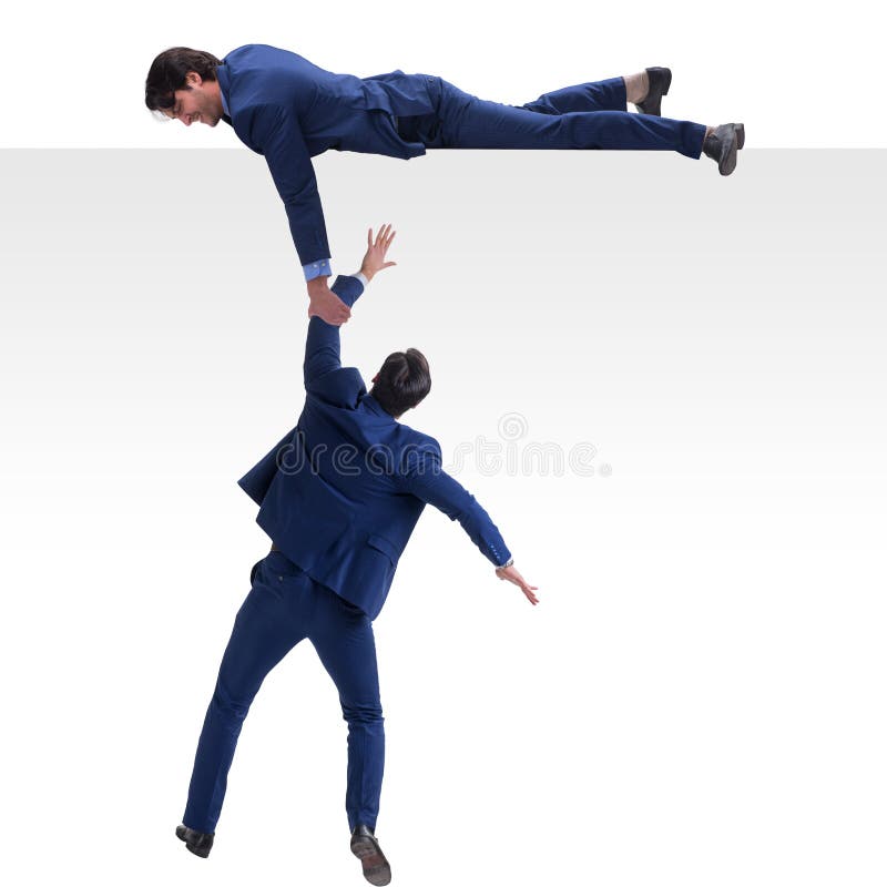 The Businessman Offering Helping Hand To Falling Colleague Stock Photo ...