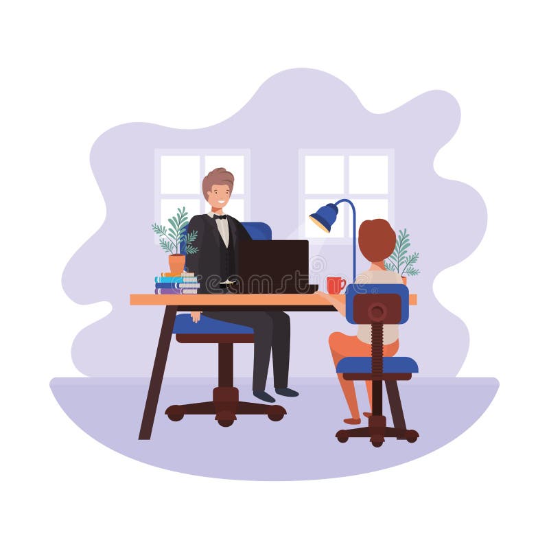 Businessman in the Office with Boy Avatar Character Stock Vector ...