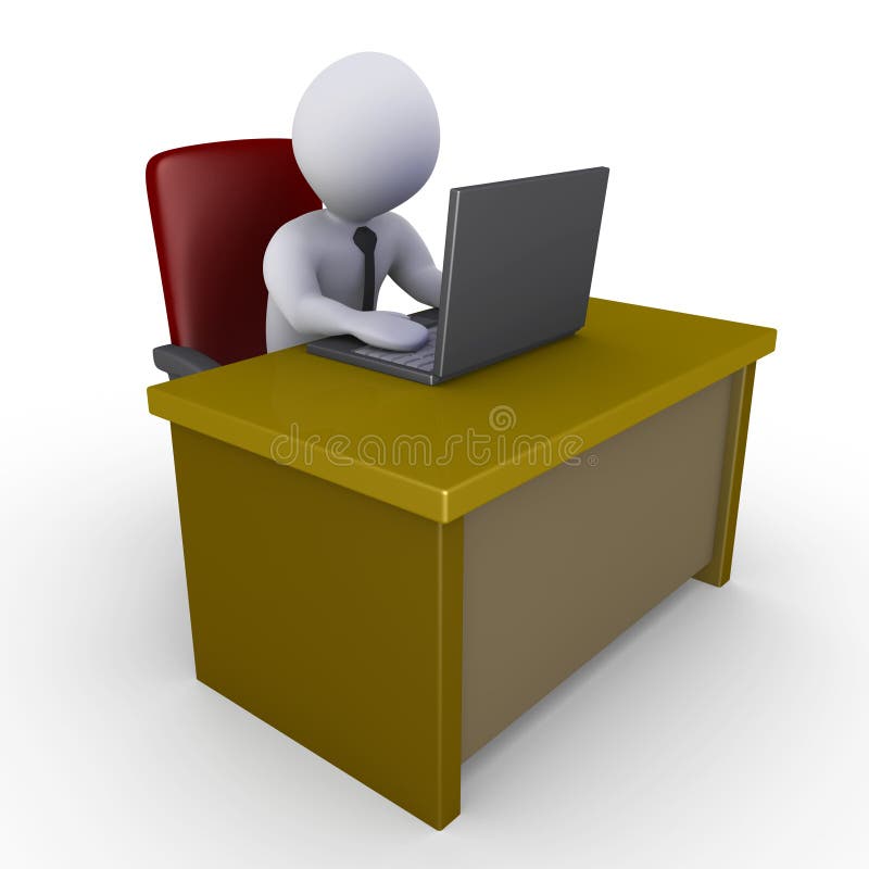 3d Man with Laptop - Help Desk Stock Illustration - Illustration of ...