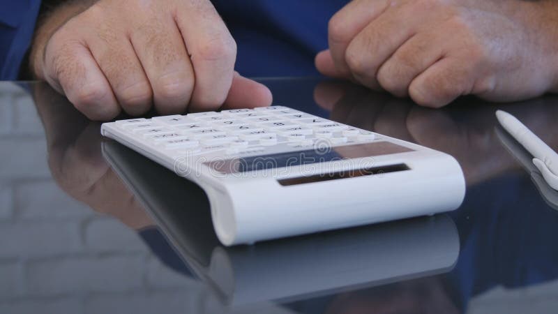 Businessman in Office Make Accounting Calculation Using Adding Machine ...