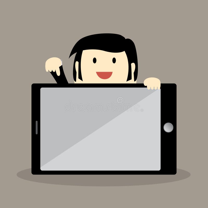 Businessman/Office Man Behind the Tablet PC Stock Illustration ...