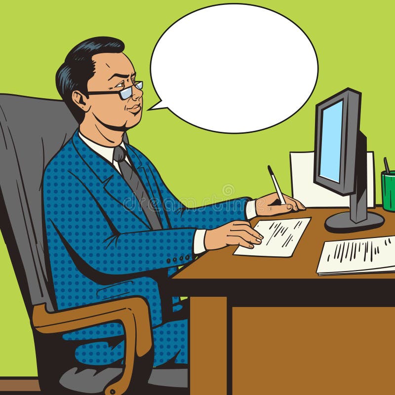 Businessman in Office Pop Art Retro Style Vector Stock Vector ...