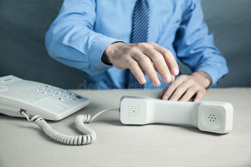 Businessman with Office Telephone. Contact Stock Image - Image of ...