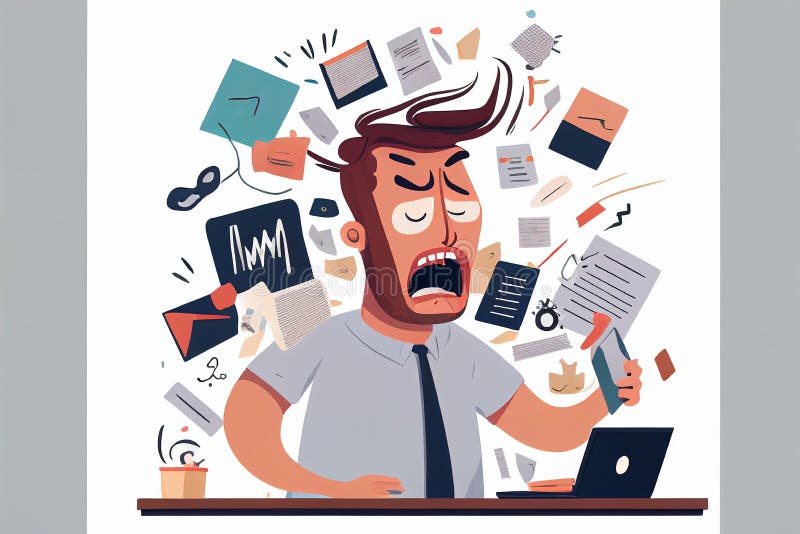 Businessman and Office Worker Overwork and Negative Emotions Created ...