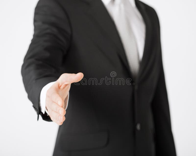 Businessman with open hand stock photo. Image of concept - 38099814