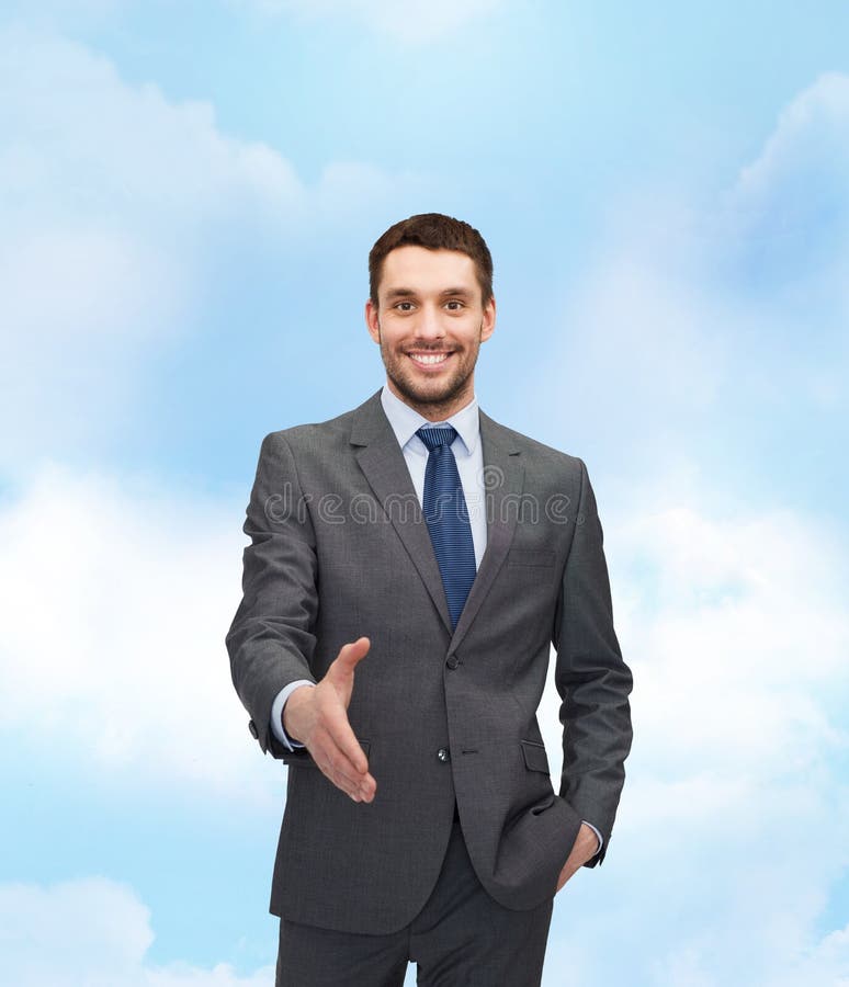 Businessman with Open Hand Ready for Handshake Stock Photo - Image of ...
