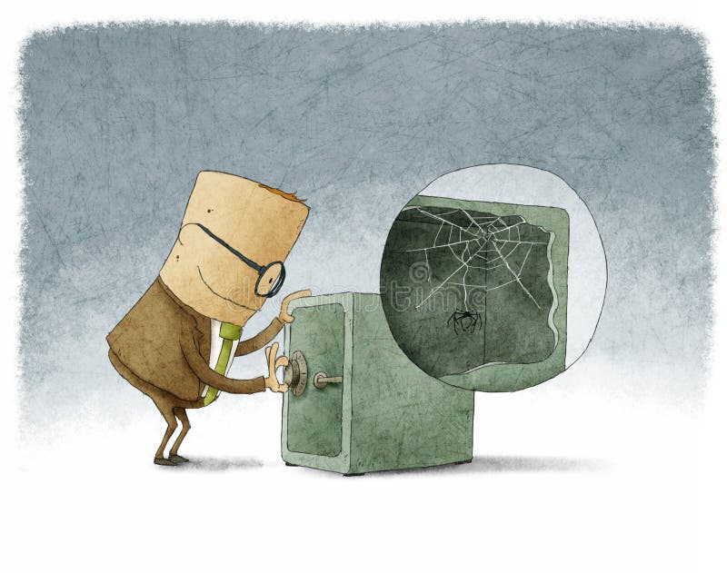 Businessman Opening an Empty Safe Combination Stock Illustration ...